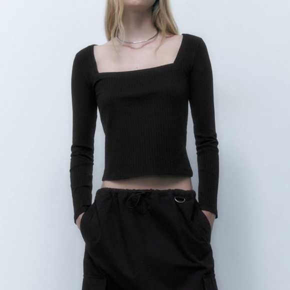 Zara | Tops | Zara Square Neck Top | Poshmark